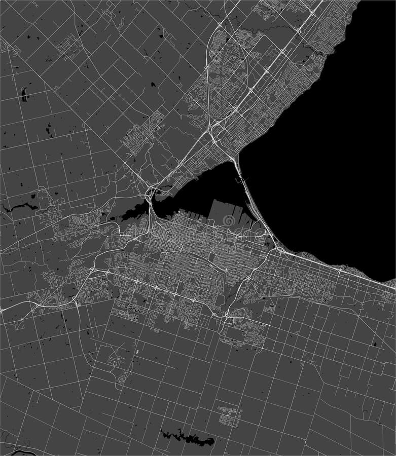 Map of the City of Hamilton, Canada Stock Illustration - Illustration ...