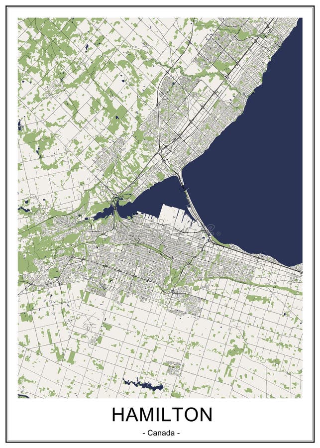 Map of the City of Hamilton, Canada Stock Illustration - Illustration ...