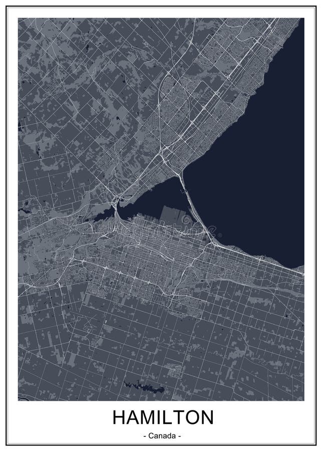 Map of the City of Hamilton, Canada Stock Illustration - Illustration ...