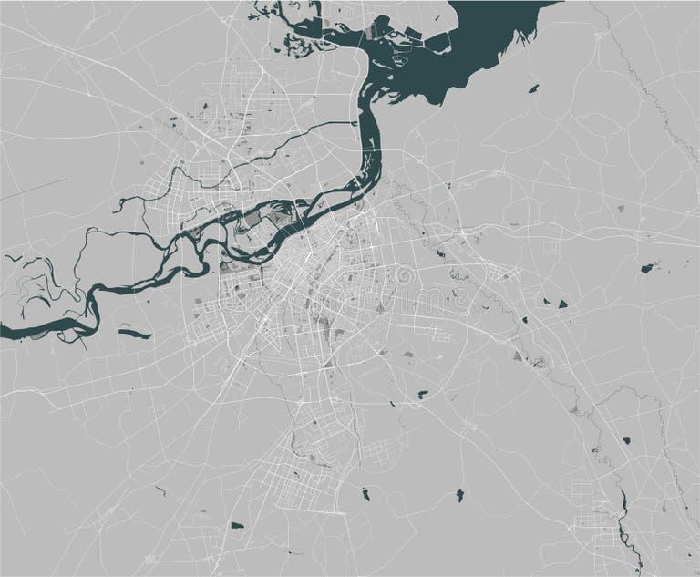 Map of the City of Harbin, China Stock Illustration - Illustration of ...