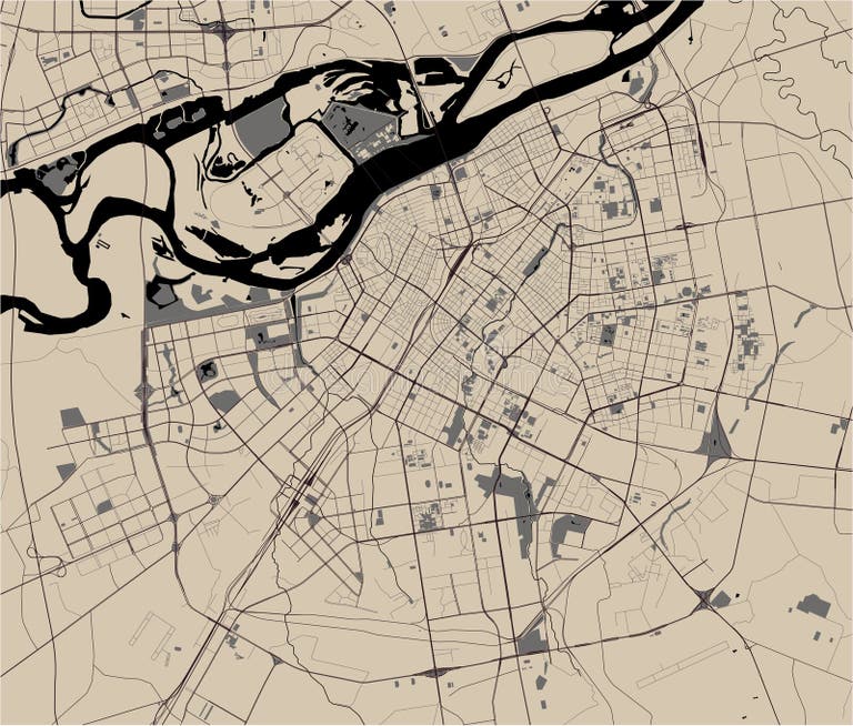 Map of the City of Harbin, China Stock Illustration - Illustration of ...
