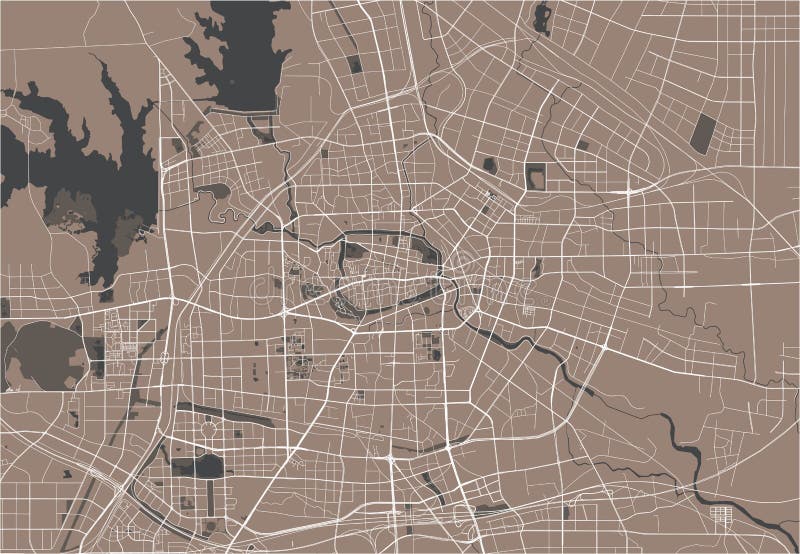 Map of the City of Hefei, China Stock Illustration - Illustration of ...