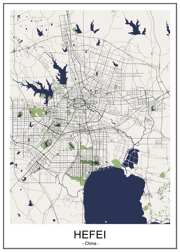 Map of the City of Hefei, China Stock Illustration - Illustration of ...