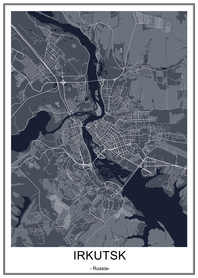 Map of the City of Irkutsk, Russia Stock Illustration - Illustration of ...