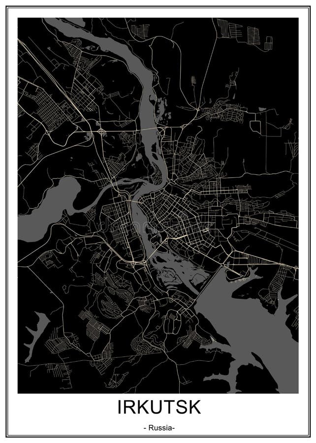 Map of the City of Irkutsk, Russia Stock Illustration - Illustration of ...