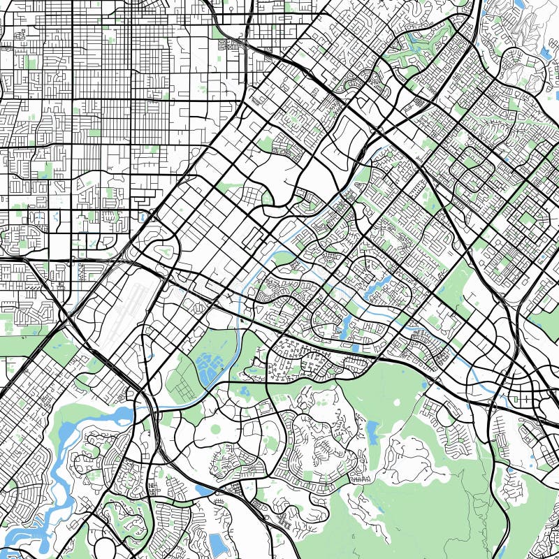 Map of the city of Irvine. stock illustration. Illustration of plant ...