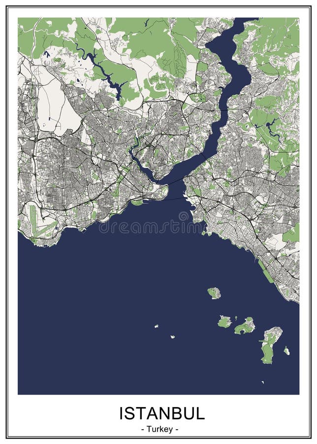 Map of the City of Istanbul, Turkey Stock Illustration - Illustration ...