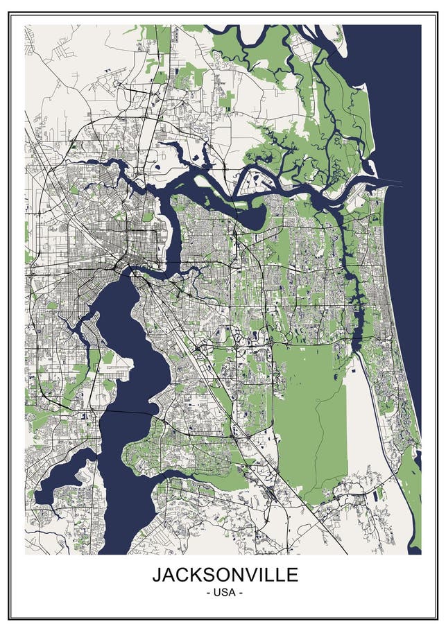 Map of the City of Jacksonville, Florida, USA Stock Vector ...