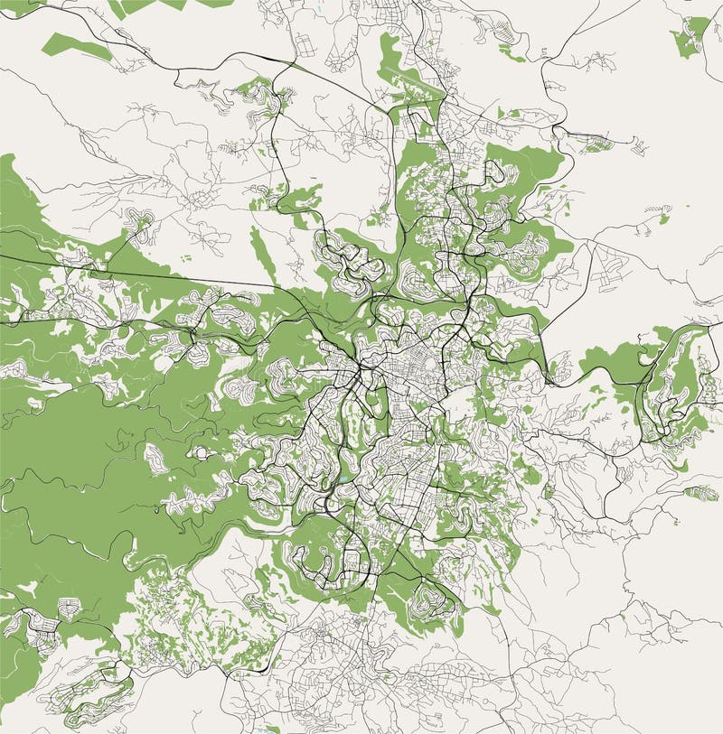 Map of the City of Jerusalem, Israel Stock Illustration - Illustration ...