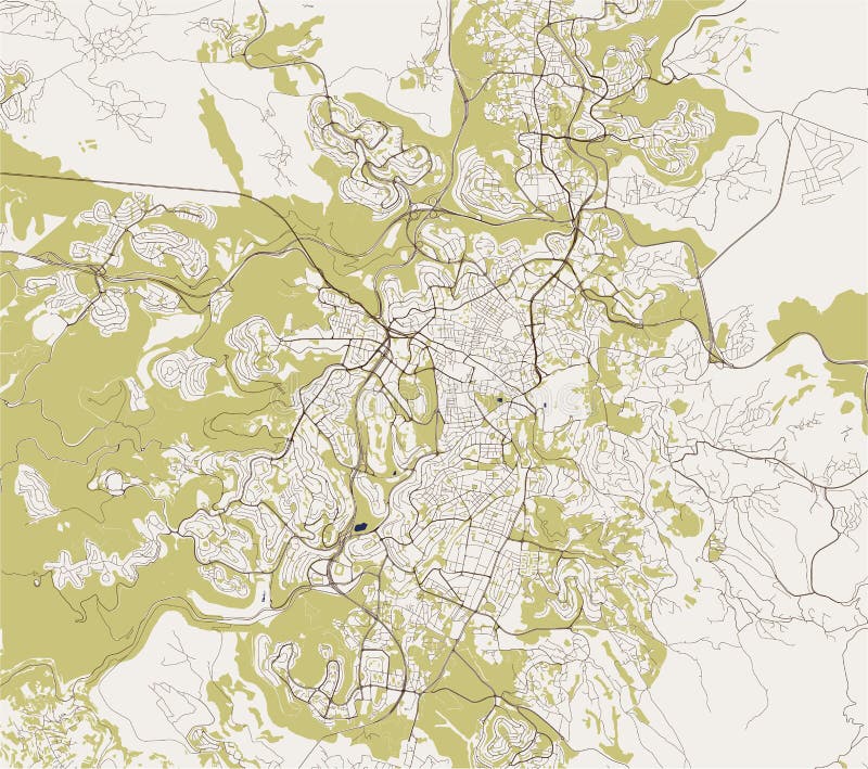 Map of the City of Jerusalem, Israel Stock Illustration - Illustration ...