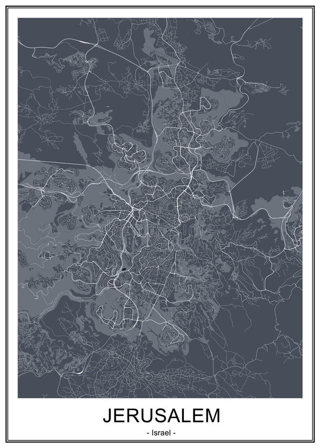 Map of the City of Jerusalem, Israel Stock Illustration - Illustration ...