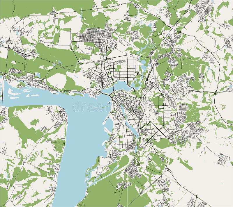 Map of the City of Kazan, Tatarstan, Russia Stock Vector - Illustration ...