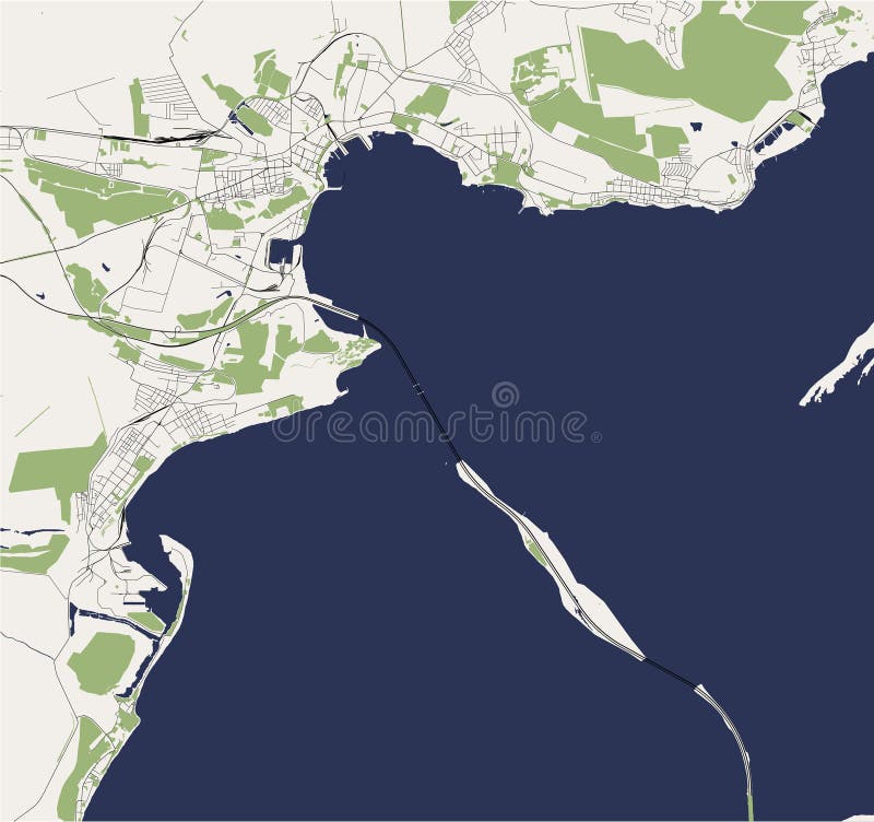 Map of the City of Kerch, Crimea Stock Illustration - Illustration of ...