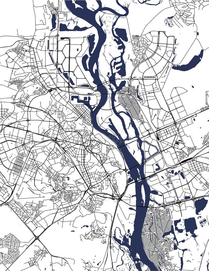 Map of the City of Kiev, Ukraine Stock Vector - Illustration of line ...