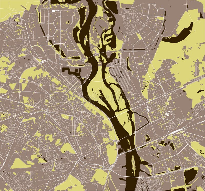 Map of the City of Kiev, Ukraine Stock Illustration - Illustration of ...