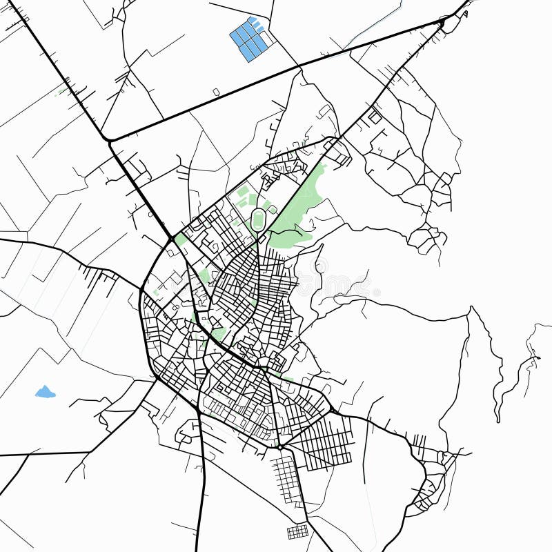 Map of the city of Korcha. stock illustration. Illustration of circle ...