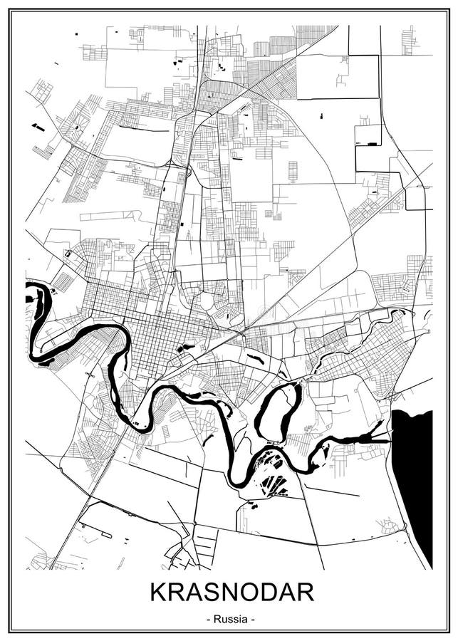 Map of the City of Krasnodar, Russia Stock Vector - Illustration of ...