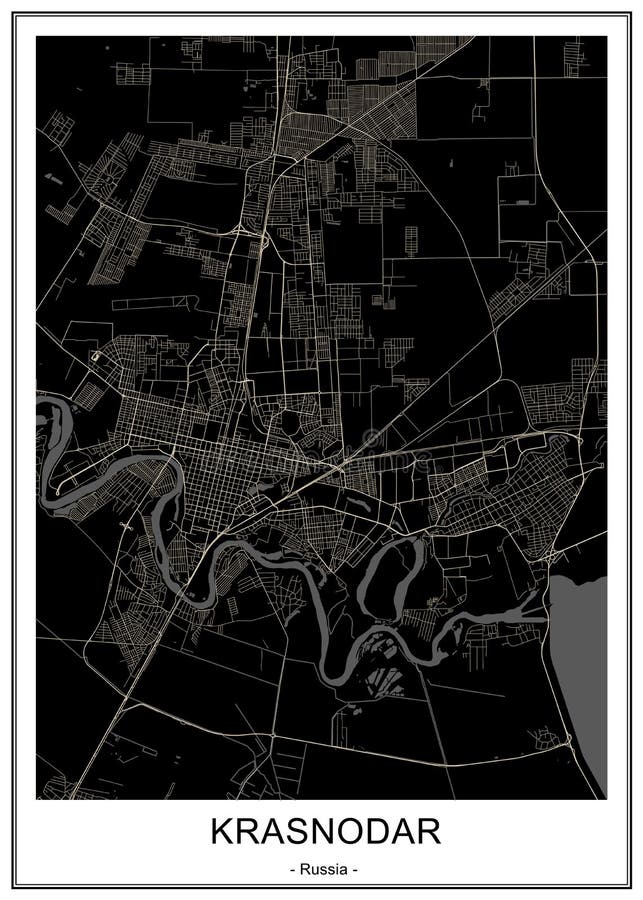 Map of the City of Krasnodar, Russia Stock Illustration - Illustration ...