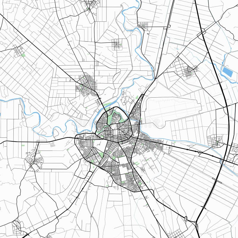 Map of the City of Larissa. Stock Illustration - Illustration of font ...