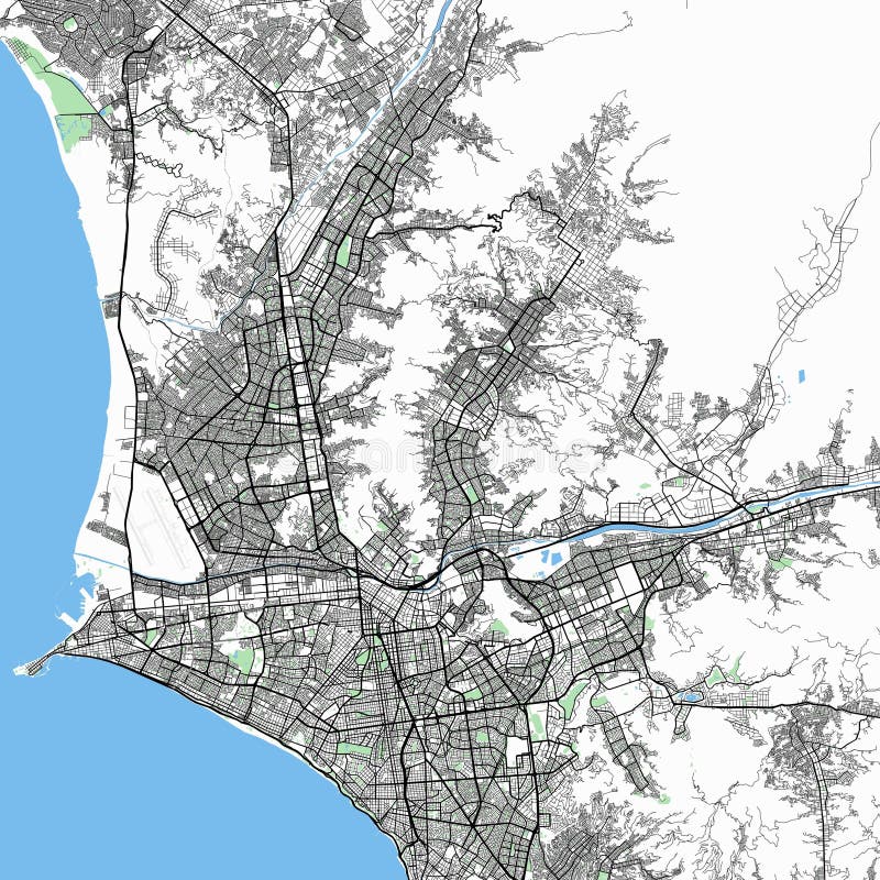 Map of the city of Lima. stock illustration. Illustration of circle ...