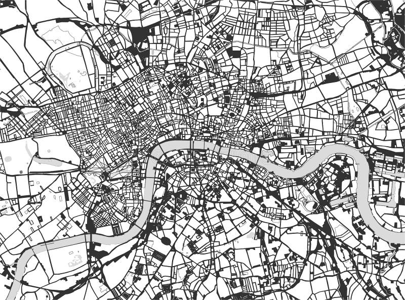 Map of the City of London, Great Britain Stock Illustration ...