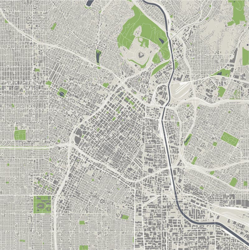 Map of the City of Los Angeles, USA Stock Illustration - Illustration ...