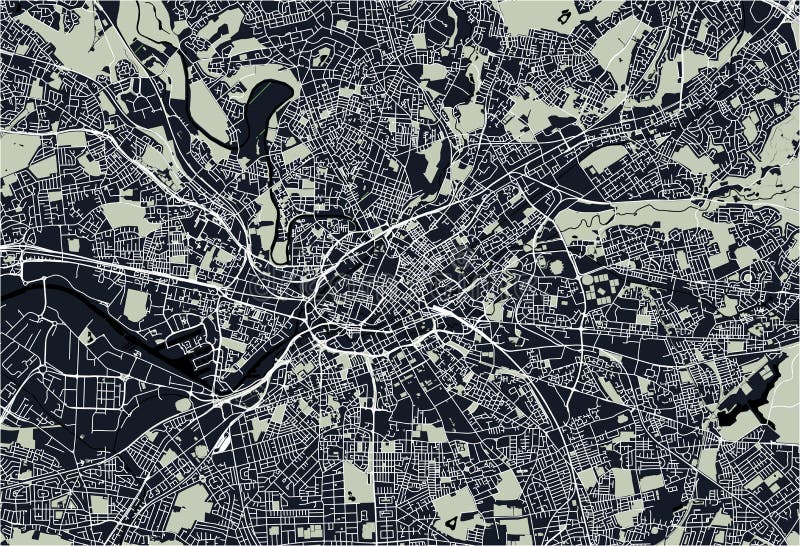 Map of the City of Manchester, England, Great Britain Stock ...