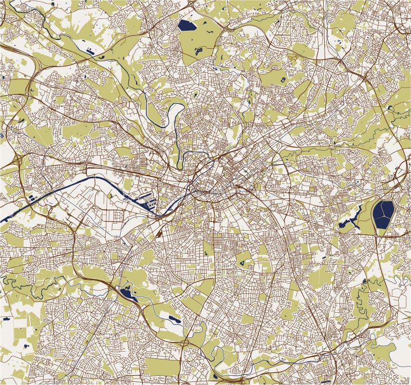 Map of the City of Manchester, England, Great Britain Stock ...