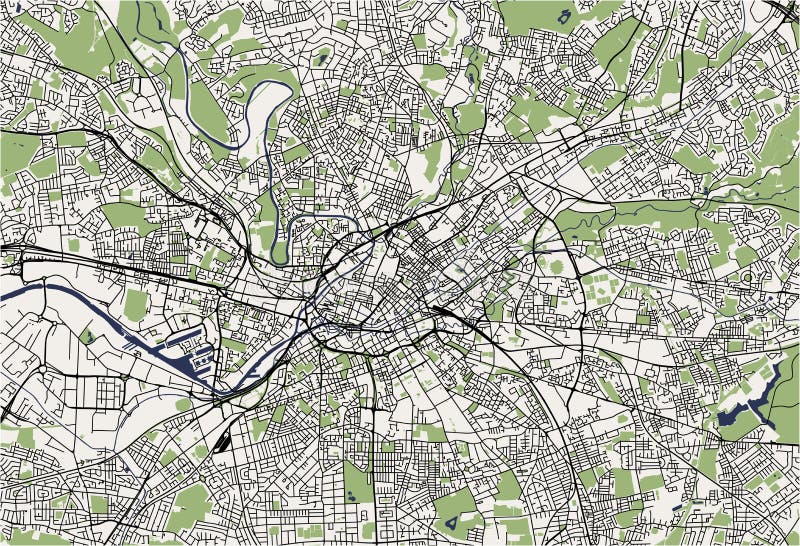 Map of the City of Manchester, England, Great Britain Stock ...