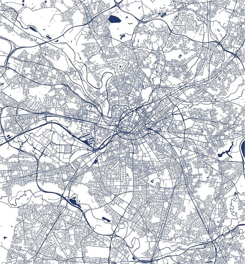 Map of the City of Manchester, England, Great Britain Stock Vector ...