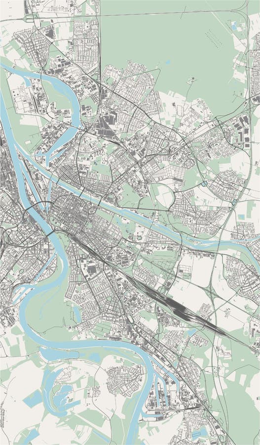 Map of the City of Mannheim, Germany Stock Vector - Illustration of ...