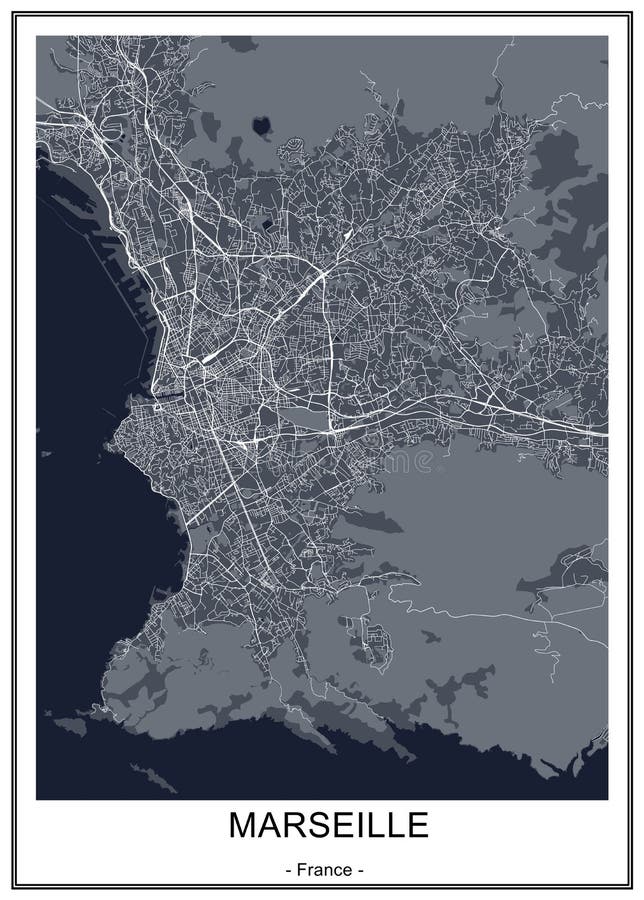 Map of the City of Marseille, France Stock Illustration - Illustration ...