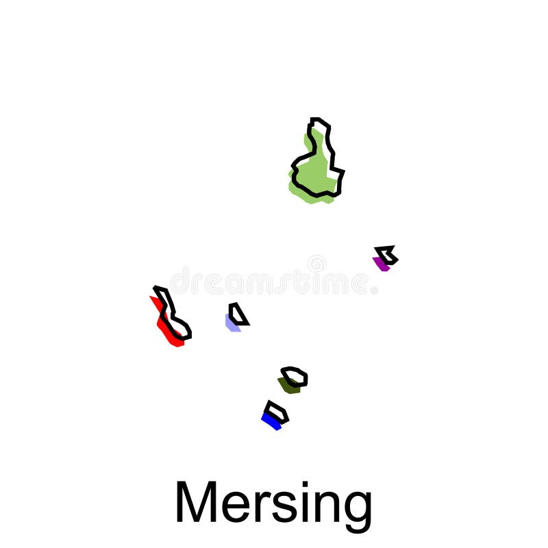 Map City of Mersing Vector Design, Malaysia Map with Borders, Cities ...
