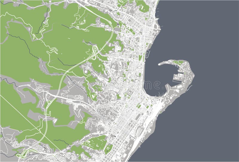 Map of the City of Messina Sicily Italy Stock Vector - Illustration of ...