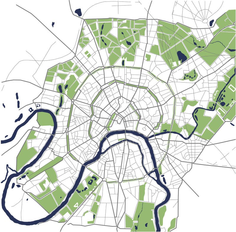 Map of the City of Moscow, Russia Stock Illustration - Illustration of ...