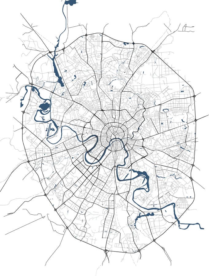 Map of the City of Moscow, Russia Stock Vector - Illustration of design ...