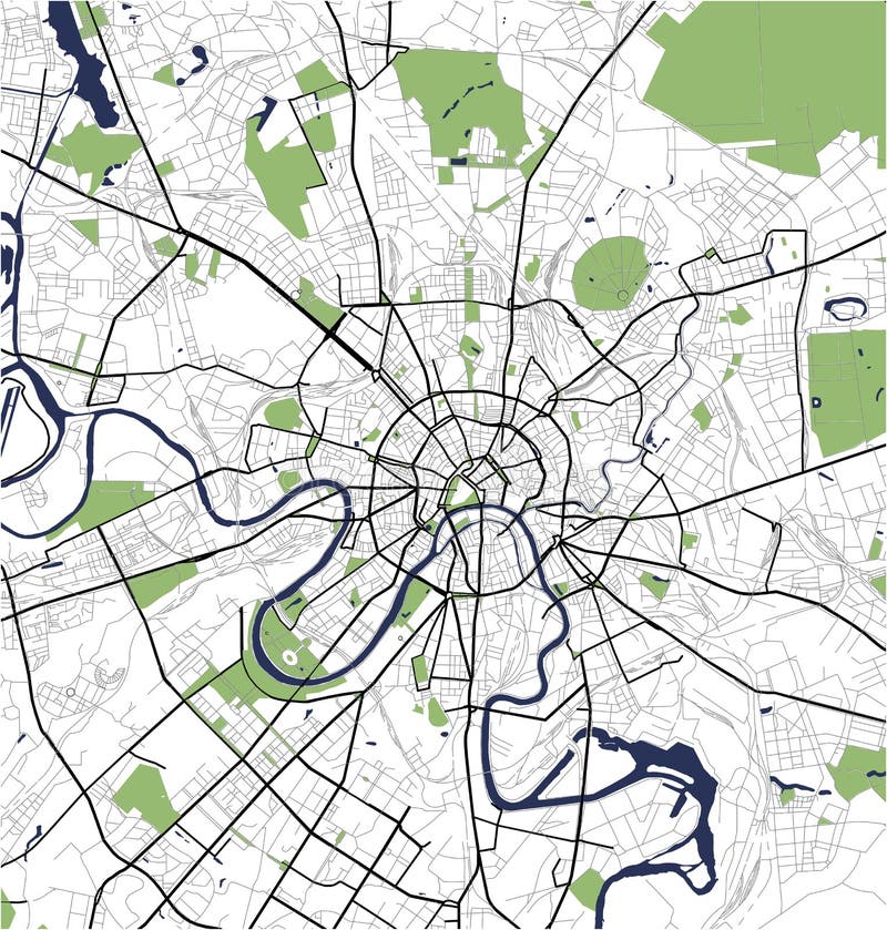 Map of the City of Moscow, Russia Stock Vector - Illustration of modern ...