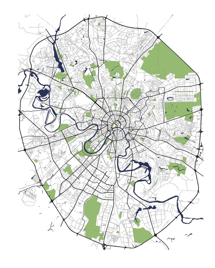 Map of the City of Moscow, Russia Stock Vector - Illustration of plan ...