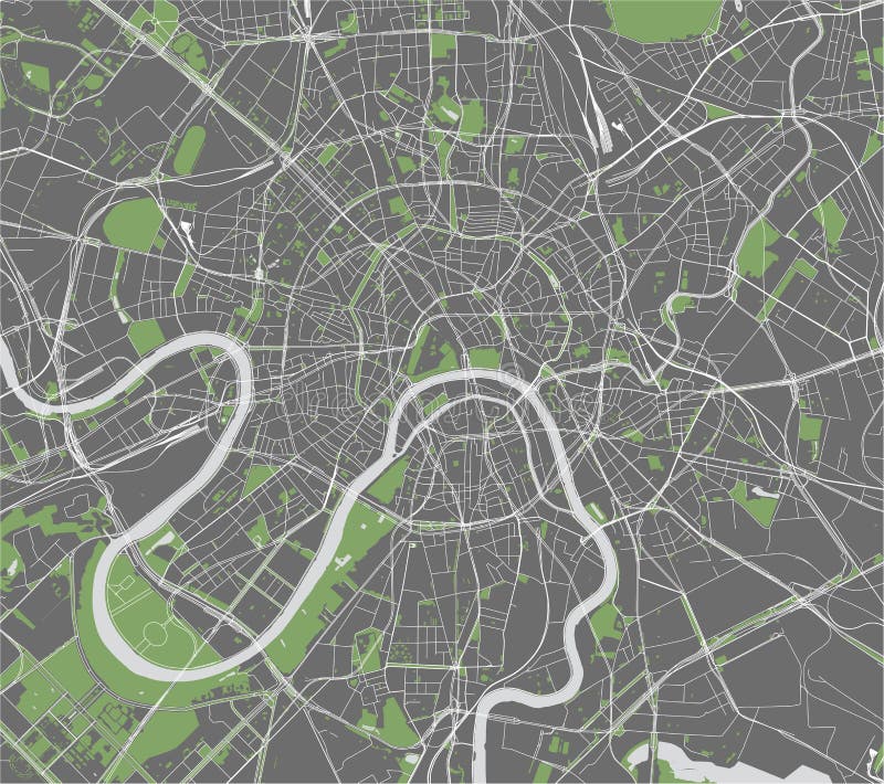 Map of the City of Moscow, Russia Stock Illustration - Illustration of ...
