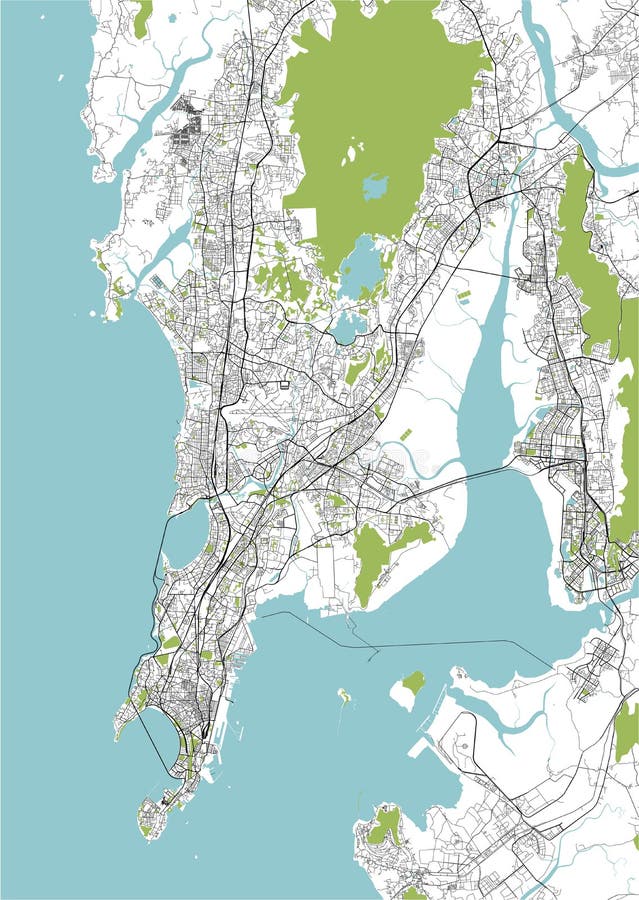 Map of the City of Mumbai, Indian State of Maharashtra Stock ...