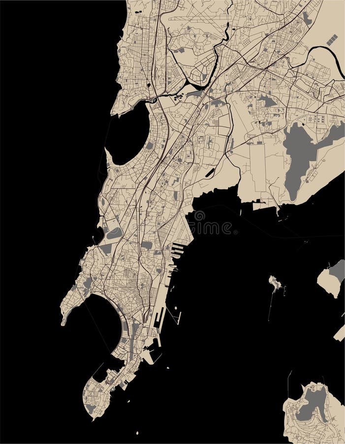 Map of the City of Mumbai, Indian State of Maharashtra Stock Vector ...