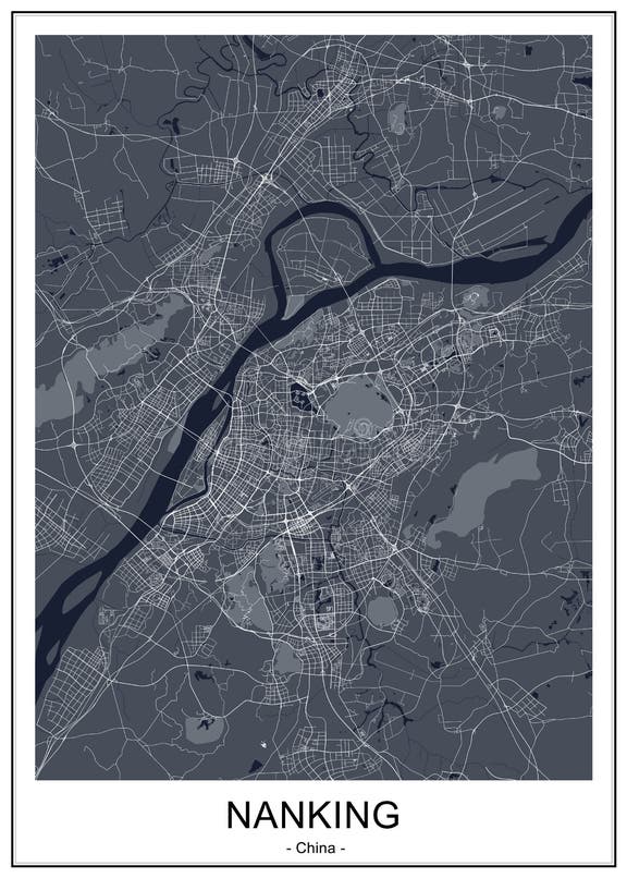 Map of the City of Nanking, China Stock Vector - Illustration of ...