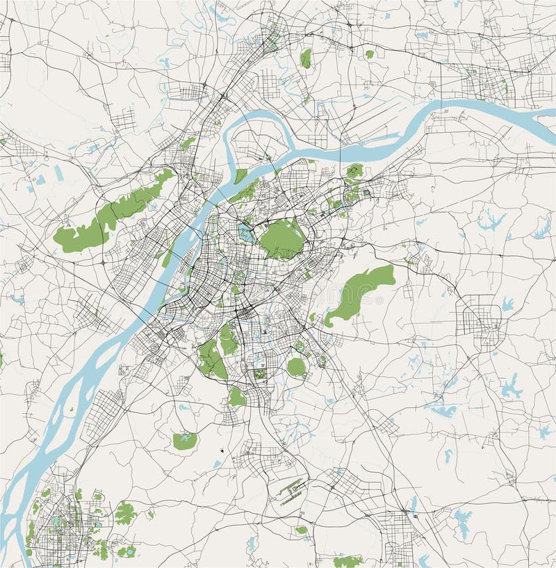 Map of the City of Nanking, China Stock Illustration - Illustration of ...
