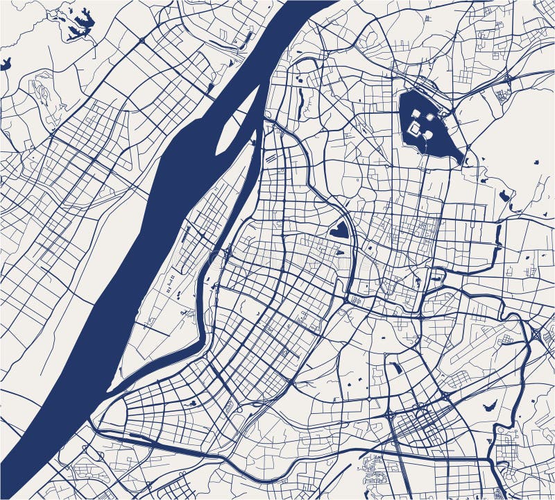 Map of the City of Nanking, China Stock Illustration - Illustration of ...