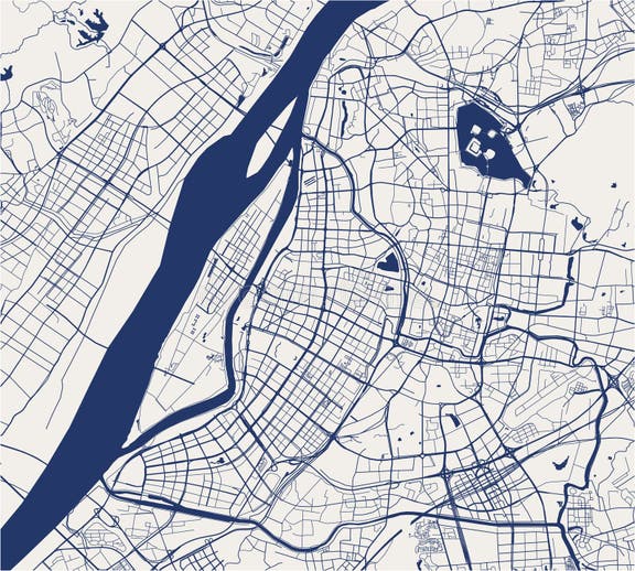 Map of the City of Nanking, China Stock Illustration - Illustration of ...
