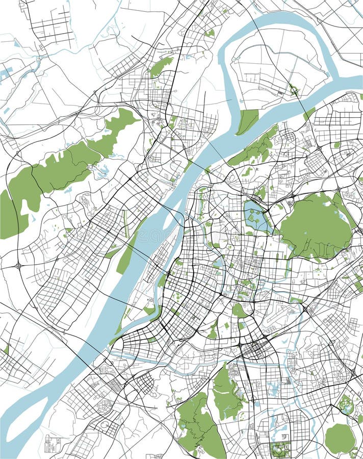 Map of the City of Nanking, China Stock Illustration - Illustration of ...