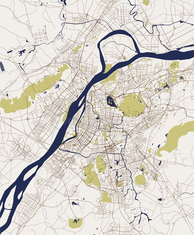 Map of the City of Nanking, China Stock Illustration - Illustration of ...