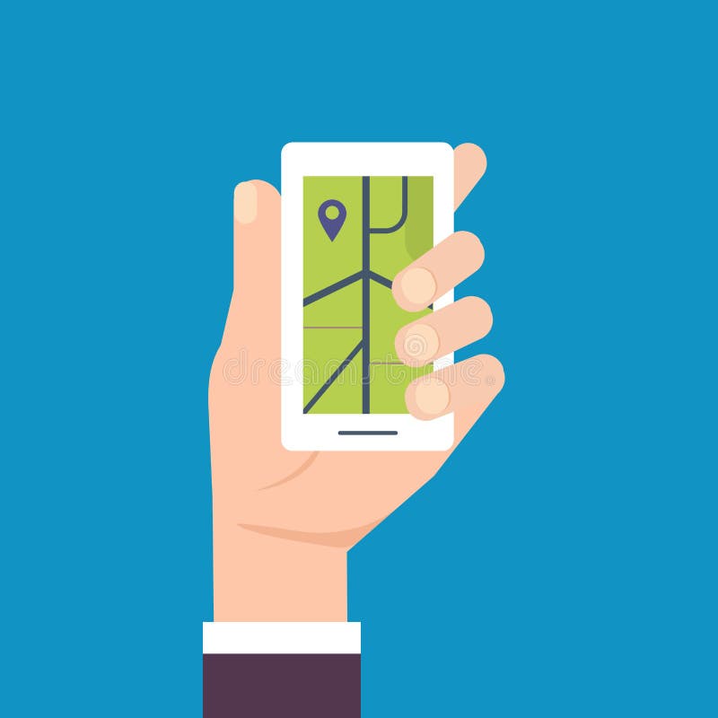 Map of City, Navigation, Road Marker, on Screen of Mobile. Stock Vector ...