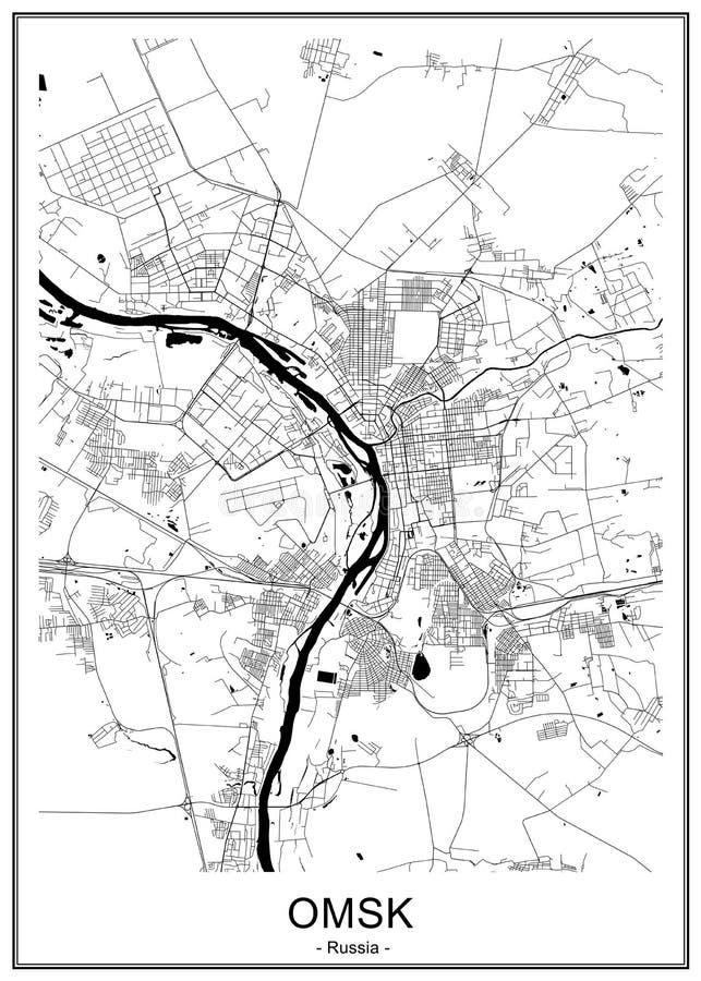Map of the City of Omsk, Russia Stock Illustration - Illustration of ...