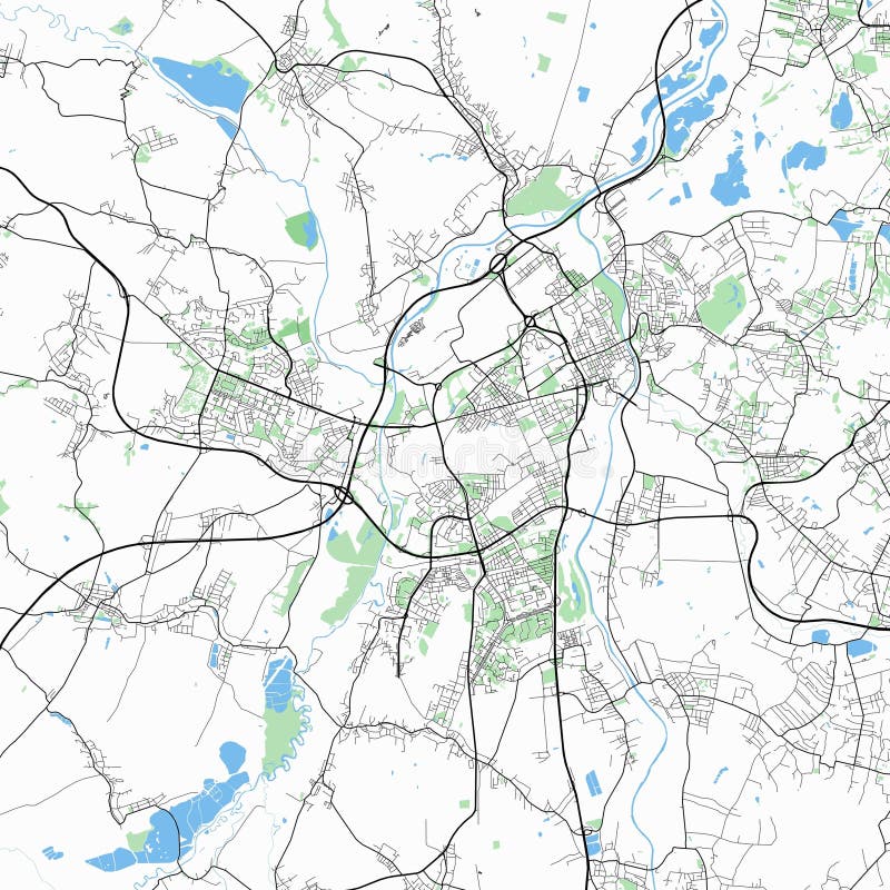 A Map of the City of Ostrava. Stock Illustration - Illustration of line ...
